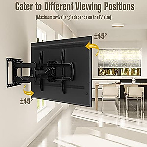 Mounting Dream UL Listed TV Mount Bracket for Most 42-75 Inch Flat Screen TVs, Full Motion TV Wall Mounts with Swivel Articulating Dual Arms, Max VESA 600x400mm, 100 LBS Loading, Fits 16" Wood Studs