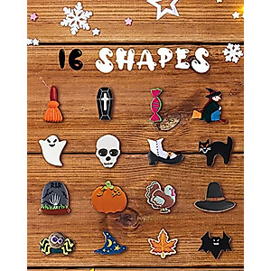 16 Pcs Halloween Cookie Cutters Large Fall Set with Decorating Instructions Stainless Steel Pumpkin Witch Hat Cat Bat Skull Ghost Spider Broom And More