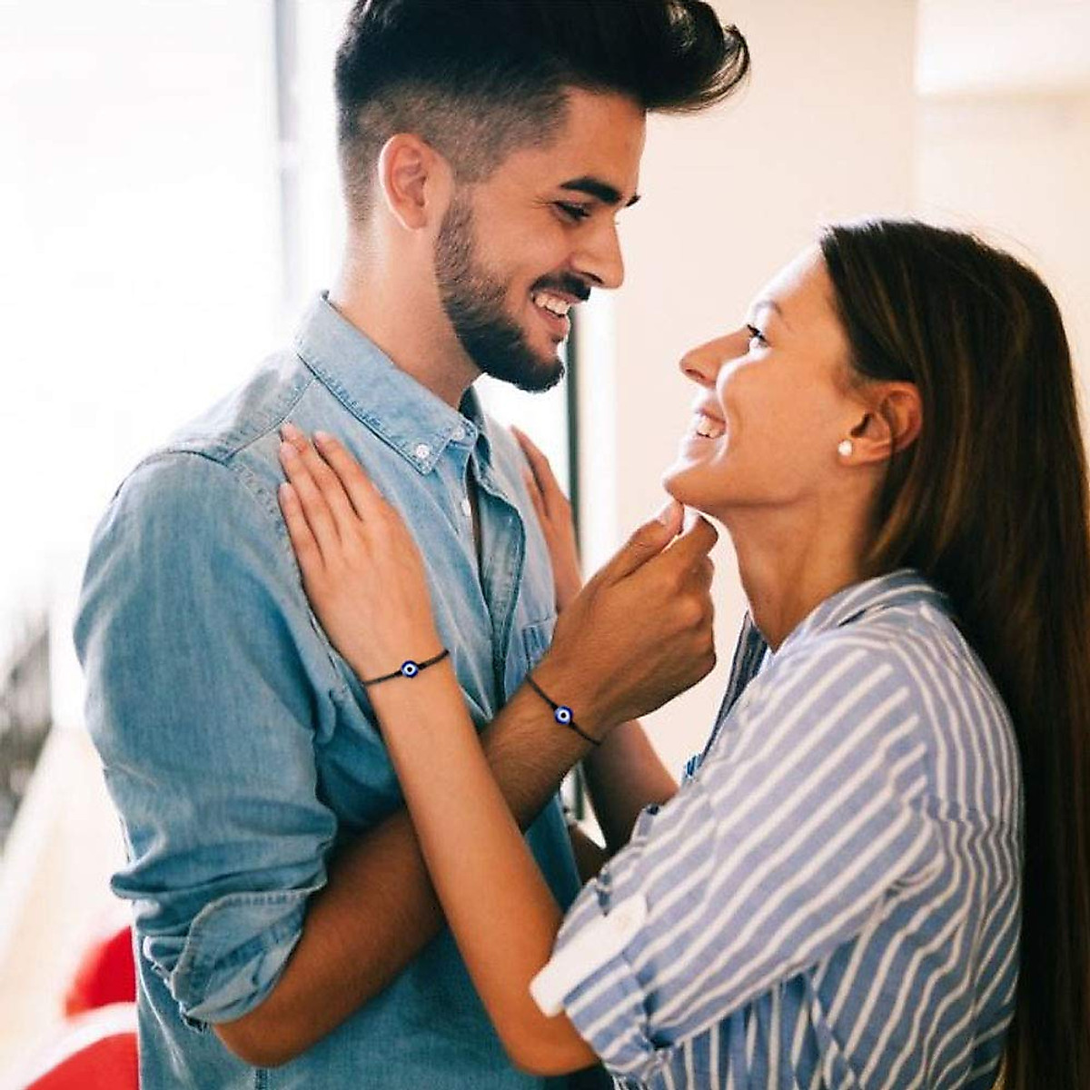 BOCHOI Evil Eye Bracelet Black for Women Adjustable Thread Cord Bracelet Hand Woven for Protection Friendship Wish Bracelet for BFF (3Pcs)