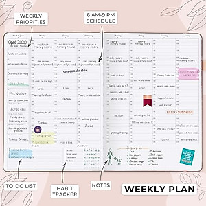 GoGirl Planner PRO Schedule - Undated Planner with Hourly Time Slots, Monthly, Weekly & Daily Organizer, Appointment Book for time Management, 7"x10" Hardcover, Lasts 1 Year - Rose Gold
