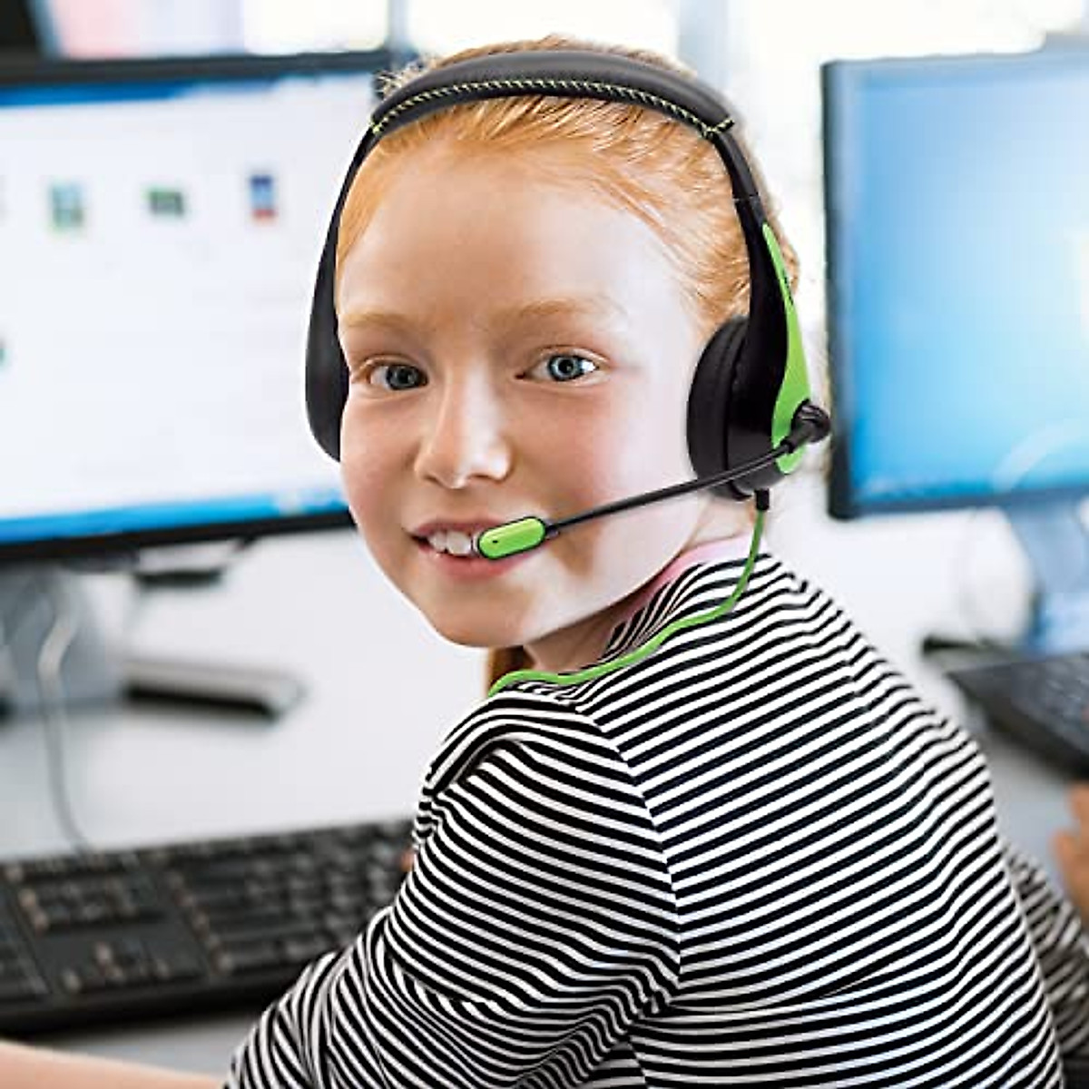 Avid AE-36 Green On-Ear Stereo Headphones with Boom Microphone (10-Pack)