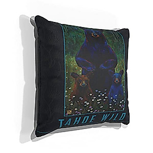 Tahoe Wild Sentinel Bear Canvas Throw Pillow for Couch or Sofa at Home & Office from Oil Painting by Artist Kari Lehr 18" x 18".