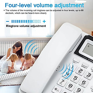 Corded Landline Phones for Home/Hotel/Office/Elderly, with Call Forwarding System, Tilt Display& Hands-Free, and Adjustable Volume