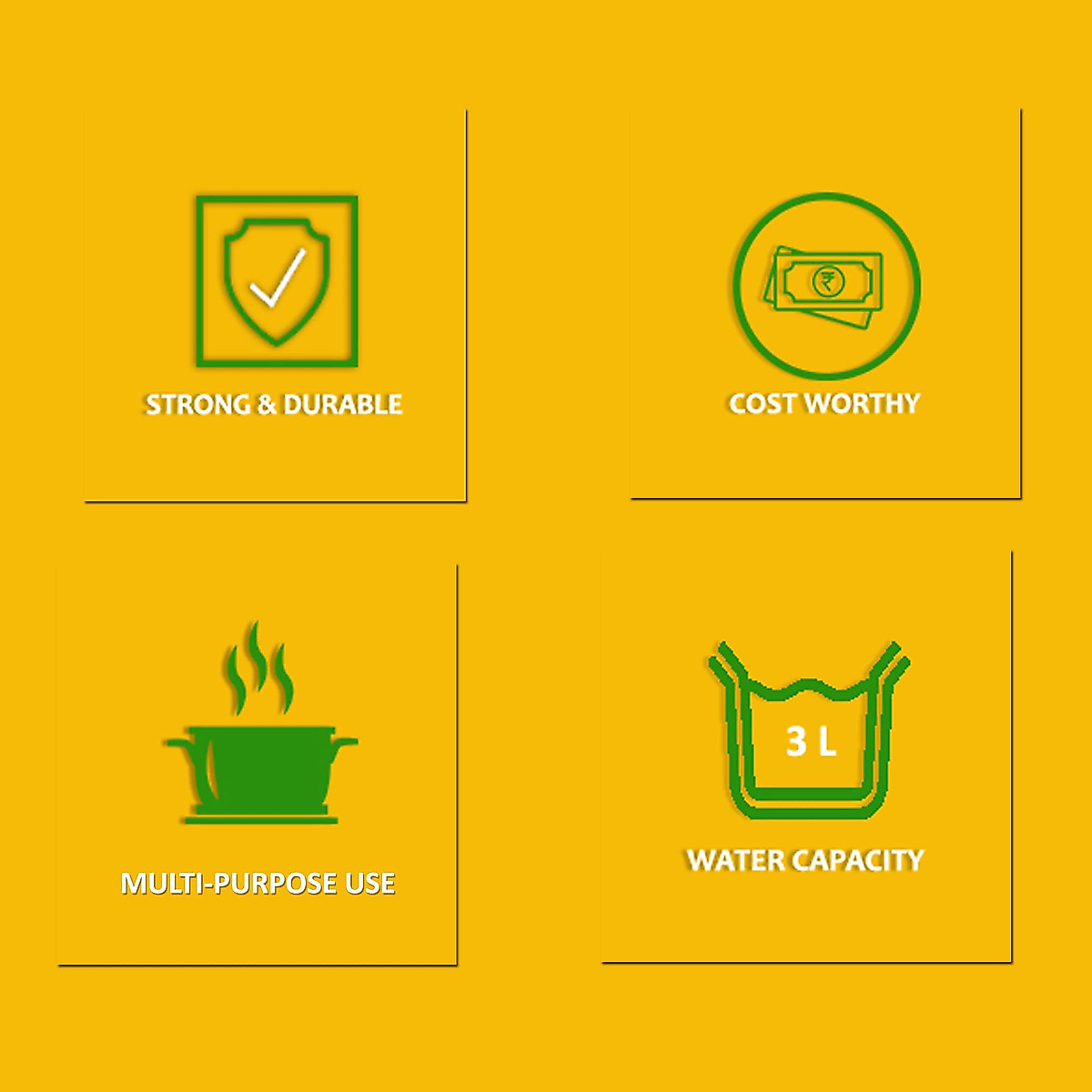 HOKOYA Brass Handi for Cooking Food (5 Litre Water Capacity) Medium Size Brass Handi for Cooking Biryani | Brass Utensils for Kitchen Cooking