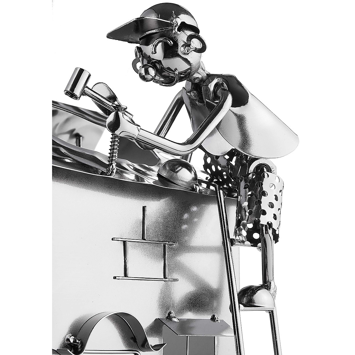 BRUBAKER Wine Bottle Holder 'Home Sweet Home' - Table Top Metal Sculpture - with Greeting Card