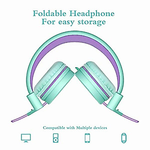 ELECDER Kids Headphones Bundle for Children Girls Boys Teens Foldable Adjustable On Ear Headphones 3.5mm Jack Compatible Cellphones Computer MP3/4 Kindle Airplane School Tablet