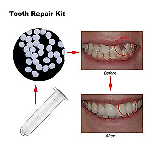 Gustum 3 Pairs Vampire Fangs Teeth with 1 Tube Teeth Pellets Adhesive Halloween Horror Party Cosplay Costumes Accessory Prop Decoration