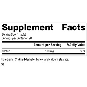 Standard Process Choline - Liver Support, Gallbladder Support, and Nervous System Supplement with Choline Bitartrate and Honey - 90 Tablets