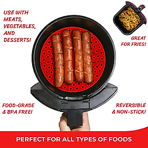 Airware Aeromats Pro Reusable Air Fryer Liners | 3-Pack and Magnetic Cook Times List | Air Fryer Accessories For NINJA, INSTANT VORTEX, GOURMIA, MORE | USA Designed, 100% Silicone 8-Inch Round
