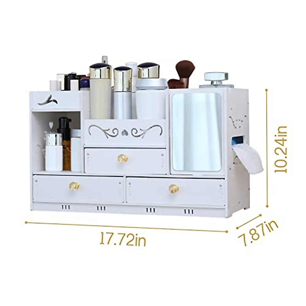 Amikadom #77GU37 Desk Organizers and Accessories Desk Storage Box Vanity Organizer Cosmetic Storage Organizer Bathroom Counter Or Cloa