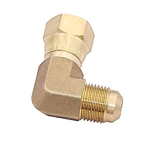 90 Degree Elbow Connector Coupling Adapter for Fire Pit,BBQ Grills and Olympian Wave Heater Brass Tube Fitting, Replacement for Camco 57633 (3/8" female swivel flare x 3/8" male flare)
