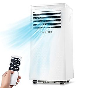 Joy Pebble Portable Air Conditioner 8000 BTU for Small Room, 3-in-1 AC Unit with Fan & Dehumidifier Cools 350 sq. ft, Energy Saving Portable AC with ECO Mode, 2 Fan Speeds, Auto Swing, 24H On/Off Timer, Full-Function LED Remote Control