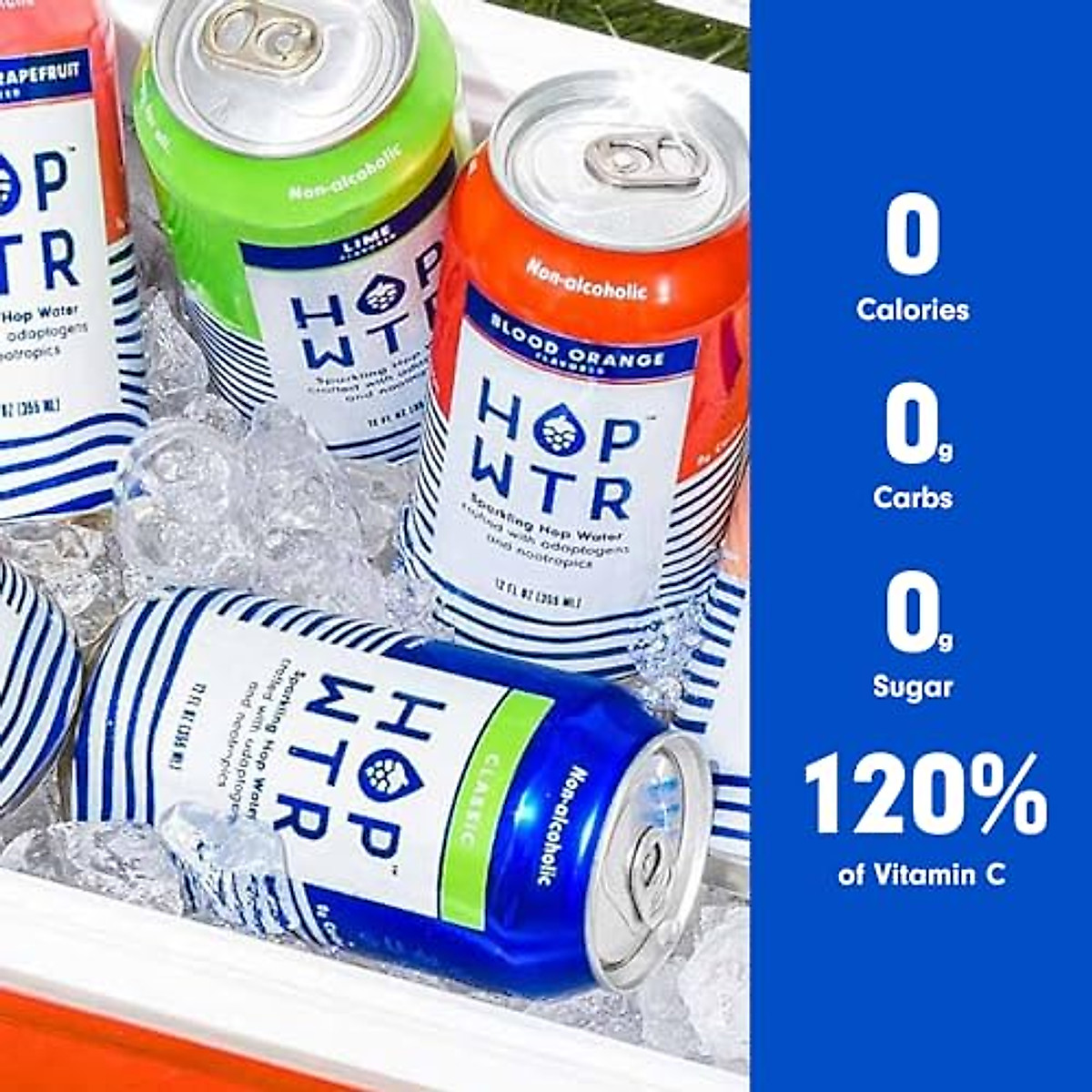 HOP WTR - Sparkling Hop Water - Variety Pack (12 Pack) - NA Beer, No Calories or Sugar, Low Carb, With Adaptogens and Nootropics for Added Benefits (12 oz Cans)