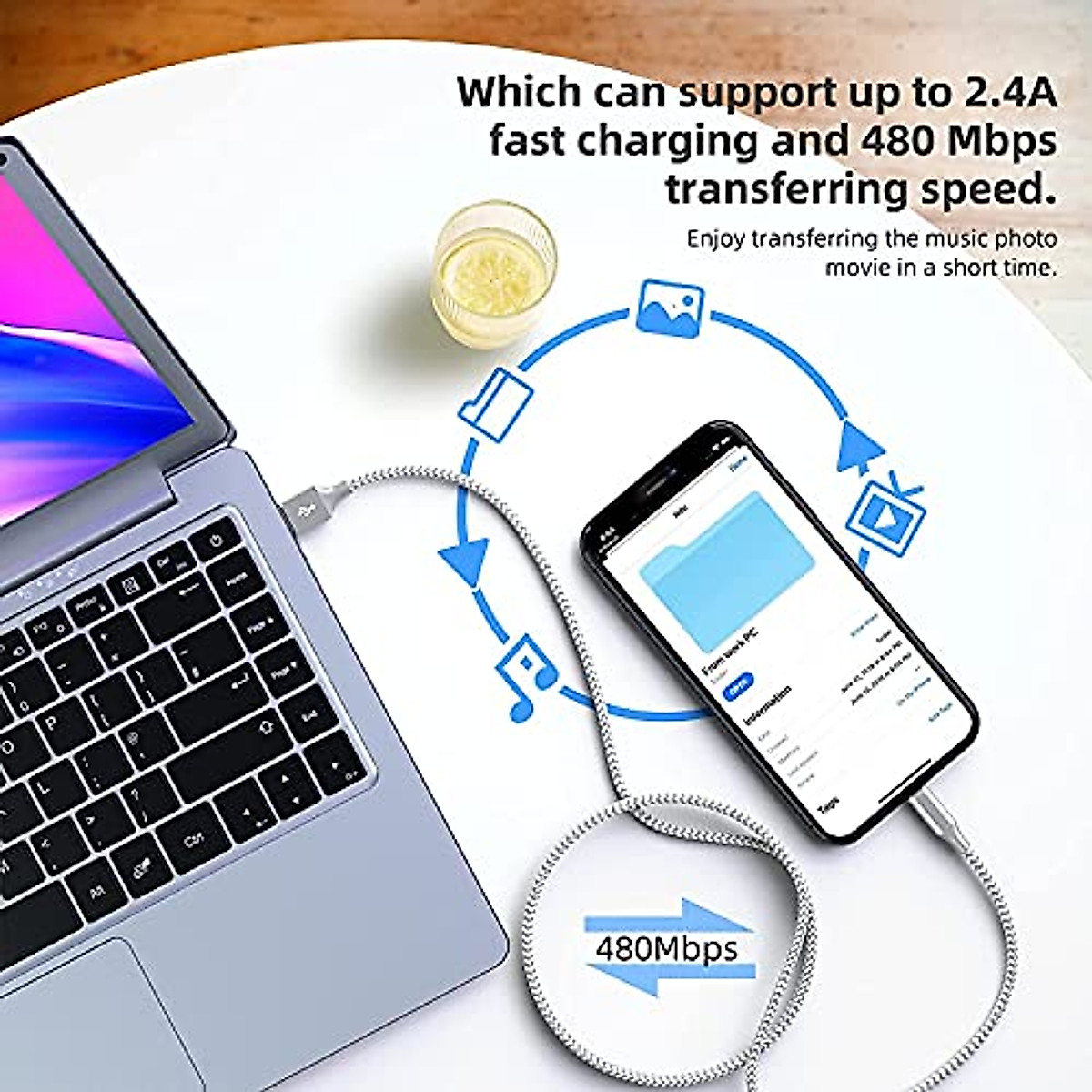 iPhone Charger [Apple MFi Certified] 3pack 10FT Long Lightning Cable Fast Charging High Speed Data Sync USB Cable Compatible iPhone 13/12/11 Pro Max/XS MAX/XR/XS/X/8/7/Plus/6S (Grey White)