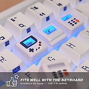 Custom Keycaps - Light Transmission Keycaps - Classic Retro Mechanical Backlit Keyboard Keycap. Suitable for Most MX Switches RGB PC Gamer Mechanical Keyboard (White)