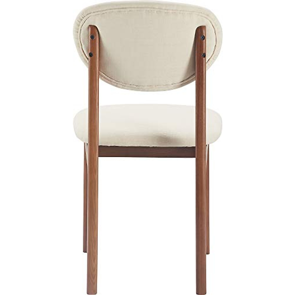 Elle Decor Coralie Mid-Century Modern Upholstered Dining Chair, Walnut-Stained Wood and Tapered Legs, Buttercream