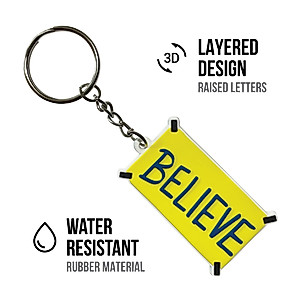 Believe Funny Keychain - Fun Gifts for Soccer Team | Coach Lasso Merchandise Believe Sign, AFC Richmond | Bulk Team Gifts, Motivational Poster, Fun Keyring for Backpacks, Car Keys, Fanny Packs