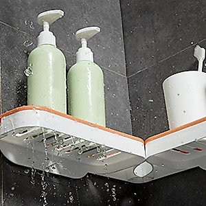 Beaupretty Shampoo Holder Organizer 2Pcs Corner Shower Shelf Shower Caddy Adhesive Bathroom Shelf Kitchen Storage Racks Organizer for Shampoo Conditioner Kitchen Livingroom Wall Mount Shower Rack