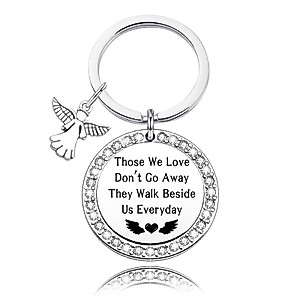 Memorial Keychain Sympathy Jewelry Those We Love Don't Go Away Gifts Angel Keyring Remembrance Loved One Gift Comfort Gift (Angel Those KS)