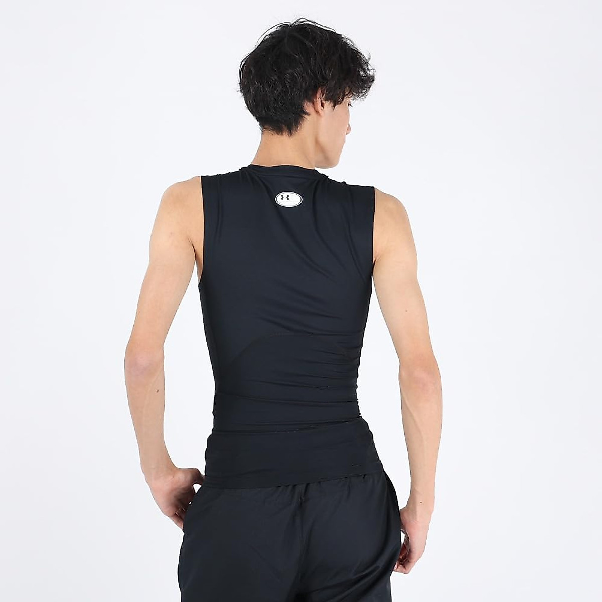 Under Armour Men's Armour HeatGear Compression Sleeveless T-Shirt , Black (001)/White, Medium