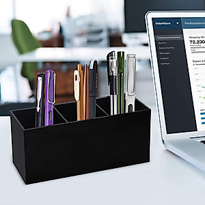 Weiai Black Makeup Brush Holder Organizer, 3 Slot Acrylic Cosmetics Brushes Storage Solution