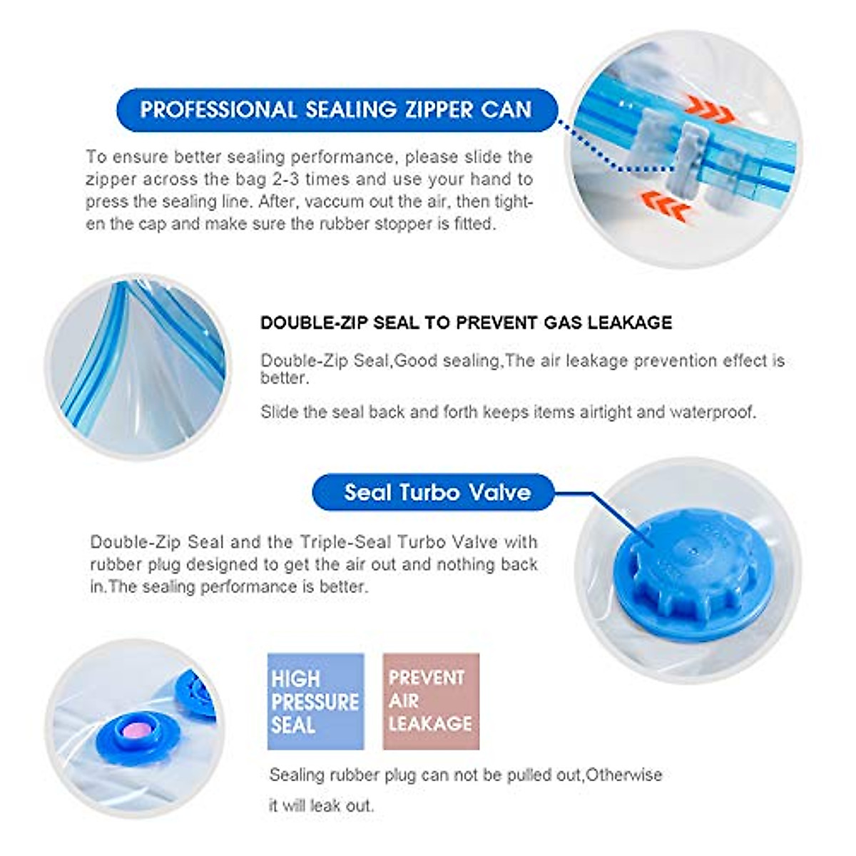 MASTERTOP 20pcs Vacuum Storage Bags, Space Saver Bags for Clothes Comforters Blankets Pillows with Hand Pump, Sealer Compression Bags for Travel & Home (2 X-Jumbo, 4 Jumbo, 4 Large, 4 Medium, 6 Small)