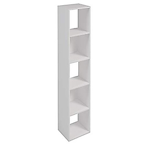 FALKK Furniture 5-Tier Shelf – Natural Wood Tall Bookshelf – Minimalist 5-Tier Bookshelf for Living Room, Office, Bedroom – Eco-Friendly Reforestation Wood Bookshelf (White)