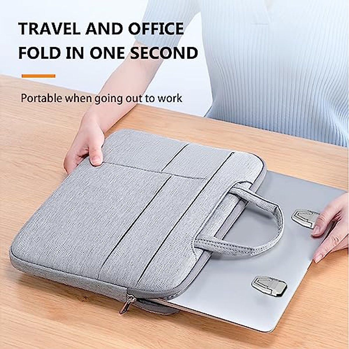 PONICOR Zinc Alloy Computer Keyboard Stand for Desk, Foldable Keyboard Riser with 2 Angle Adjustable, Self-Adhesive Invisible Laptop Stand for Desk, Mini Portable Keyboard Lift (2pcs Silver)