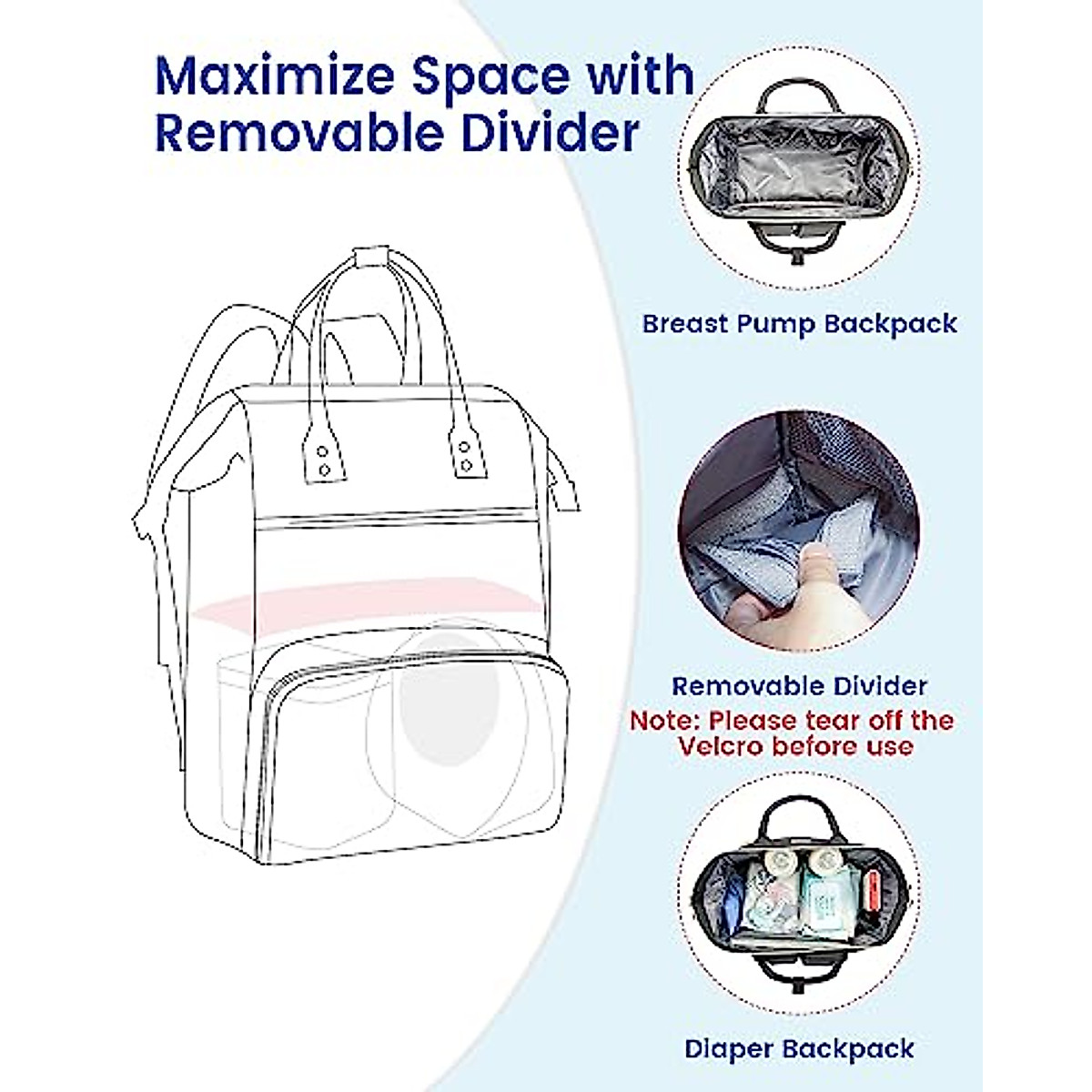 LOVEVOOK Breast Pump Backpack with Cooler Bag, Quilted Breast Pump Bags Fits Spectra S1, S2 Medela, Travel Double Layer Pumping Bag for Working Moms with 15.6" Laptop Pocket, Black