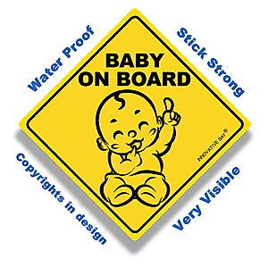 2023 Design- Baby on Board Sticker Sign (3 Pack), Baby Board, Baby car Sticker, Baby car Decal, US Department of Transportation Recommend Color & Shape,Kid Safety, 5”by5” by Innovative Bay