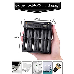 WISSBLUE 18650 Battery Charger 4port, 3.7v/1.2v 2A Fast Charger for 26650 18650 18490 18350 17670 17500 16340 14500 Li-Ion Batteries, RCR123A, Ni-MH Ni-Cd A AA AAA