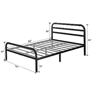 TATAGO 14 Inch Queen Bed Frame with 40 Inch Matte Curved Design Headboard and Footboard, Heavy Duty Metal Platform Mattress Foundation, 3500lbs Extra-Strong Support, No Noise