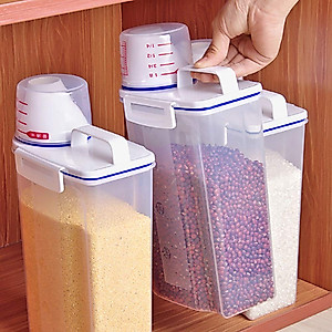 Yosoo 2Pcs Plastic Rice Storage Box, Thick Plastic Flour Storage Capacity Cereal Storage Bin Food Container for Kitchen