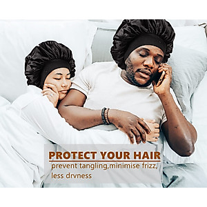 Bonnet for Men,Silk Bonnet for Men for Sleeping,Matching Durag and Bonnets Set for Couples,Mens Bonnet for Curly Hair,Braids,Pack A