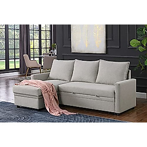 Devion Furniture Andy Sectional Sleeper Sofa Bed, Light Gray