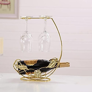 Hongiuia Wine Glass Rack - Metal Wine Bottle rRack Standing Display Rack, Desktop Stemware Storage Rack - Glod