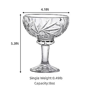 StarLuckINT 3pcs Glass Ice Cream Bowls, 8oz Clear Footed Dessert Bowls, Crystal Thick Sundae Cups, for Dessert, Snack, Salad, Pudding, Cocktail, Fruit Holiday Party (Color : Flowers)