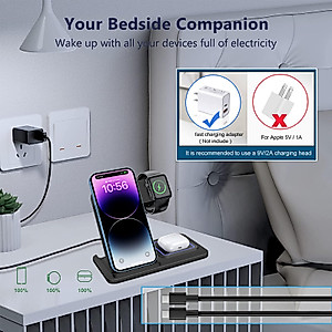 Wireless Charger,VNBBT 3 in 1 Wireless Charging Station Foldable for Apple iPhone/iWatch/Airpods,iPhone 15 14,13,12,11(Pro,Pro Max)/XR/XS/X/8(Plus),iWatch Ultra 9 8 7 6 SE 5 4 AirPods(No Adapter)