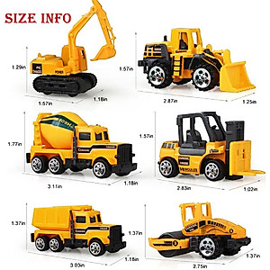 Gimilife Play Vehicles, 6 Set Toy Construction Vehicles, Assorted Trucks Mini Car Toy, Friction Powered Push & Play Engineering Vehicles for Age 3 Years and Up Boys and Girls as Gift