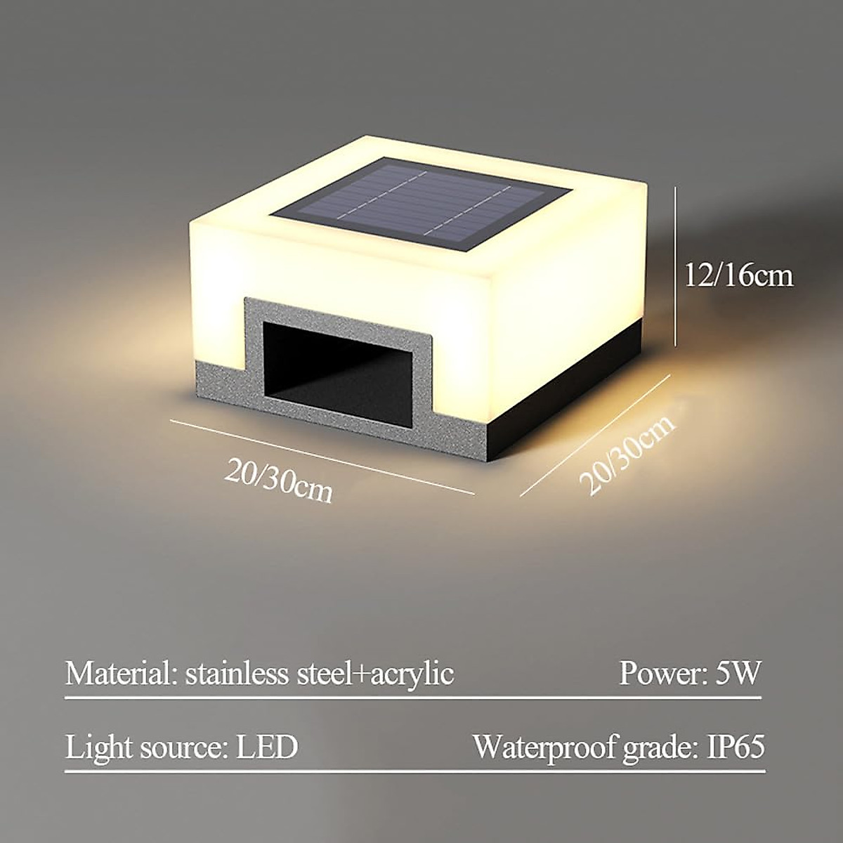 JHBHQKX Outdoor Solar Post Cap Light, Square Exterior Pillar Lantern IP65 Waterproof LED Landscape Lighting Garden Lights for Street Patio Backyard Villa Pathway Lighting