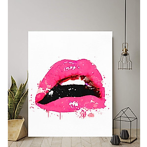 Glam Wall Art Pink Dripping Lips Fashion Print Poster Home Decor