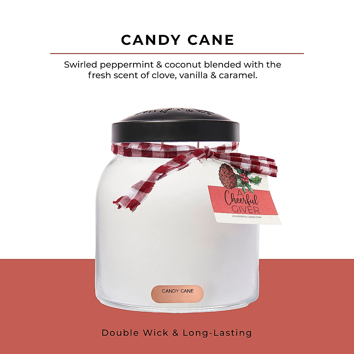 A Cheerful Giver - Candy Cane Special Edition - 34oz Papa Scented Candle Jar - Keepers of The Light - 155 Hours of Burn Time, Candles Gifts for Women