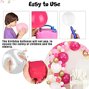 LovesTown Rose Pink Balloon Garland Kit, 150PCS Arch Kit Hot Pink Confetti Pink Metallic Latex Balloons for Wedding Engagement Birthday Party Decorations