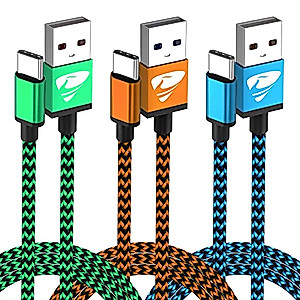 Aioneus 3Pack 6ft USB C Cable 3A Fast Charge, USB A to Type C Charger Cord Braided Charging for Samsung Galaxy A03s A02s S22 S21 S20 S10 S9 A11 A12 A13 A20 A21 A32 A50 A51 A53 A10e S10e, Moto G7, LG