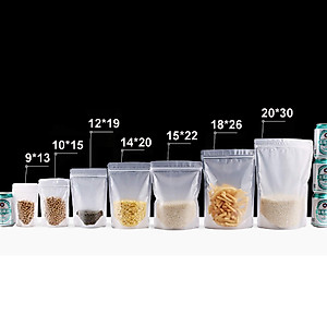 HAOT 50 Pack Matte Frosted (Not Clear) Zipper Food Bags, Stand Up Pouch Bag Resealable Stand Up Candy Bags, Snack Food Tea Packing Dried Fruit Pouches (3.9inchx5.9inch)