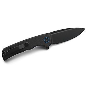 Miguron Knives M Talism Flipper Folding Knife,3.01" Black PVD D2 Blade Black G10 Handle With Deep Pocket Clip,Camping Hiking Pocket Knife MGR-810BK