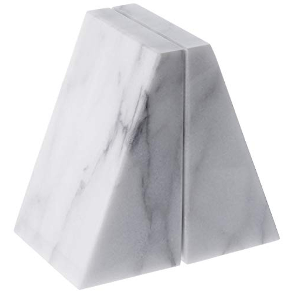 Fox Run Triangular 100% Natural Polished White Marble Bookends 4 x 3 x 6 inches