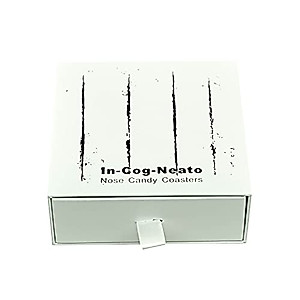 Cokester Funny Coasters for Drinks with Holder - 4 Pcs Novelty Gift Set Unique Present for Friends, Men, Women, Housewarming, Birthday, Living Room Decor, Holiday Party Nose Candy Gag Gifts… (Mirror)