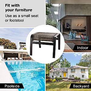 Blacky Rabbit Outdoor Ottomans for Patio Footrest Metal Chairs Patio Footstools Furniture Outside Stools Small Seat Set of 2 Brown, 2 Pack-brown, 22''*20''*17''