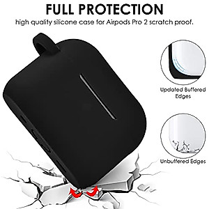 Filoto Airpod Pro 2 Case, Cute Airpods Pro 2 Cover for Women Girls, Silicone Protective Airpods Pro 2 Case with Bling Bracelet Keychain (Bling Black)